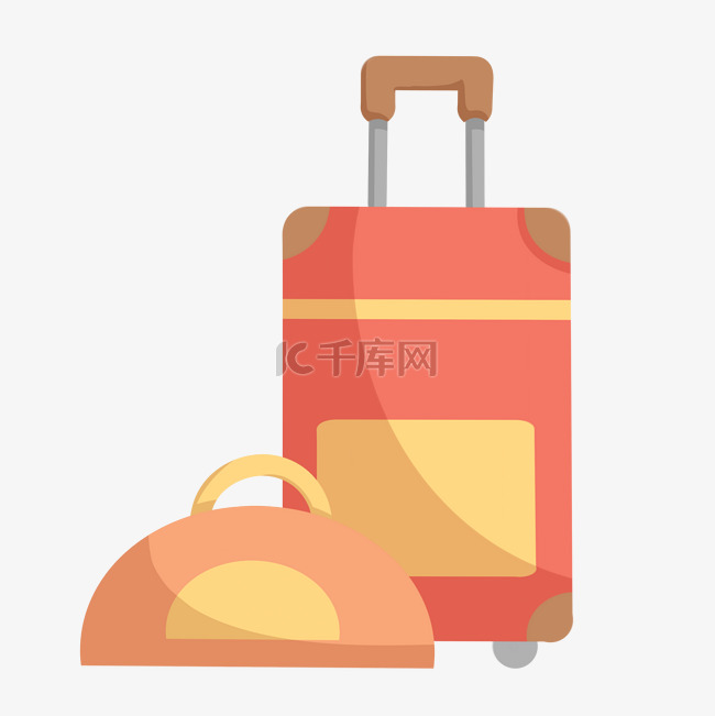 手绘红色旅行箱插画素材图片免费下载 千库网