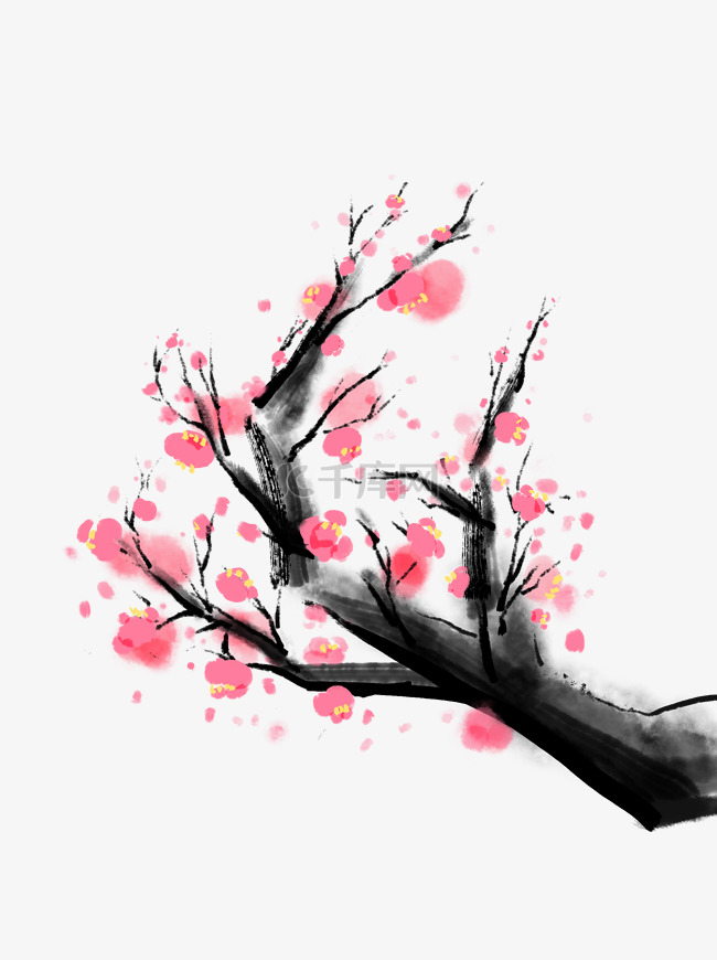 国画冬天梅花中国风水墨素材图片免费下载 千库网
