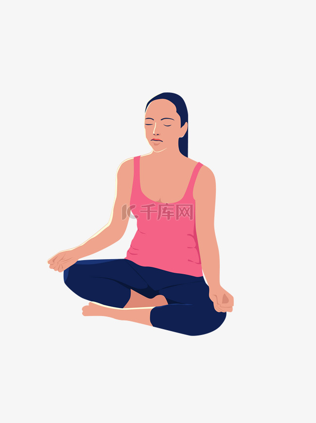 扁平化瑜伽女性插画元素素材图片免费下载 千库网