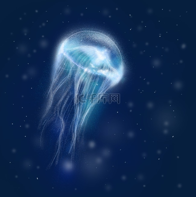 梦幻水母手绘插画psd素材图片免费下载 千库网