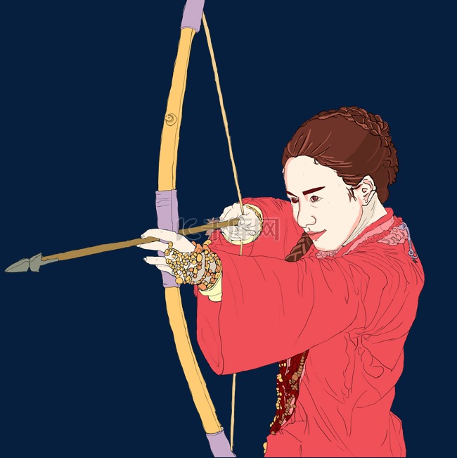 古风射箭的女子手绘高清图素材图片免费下载 千库网