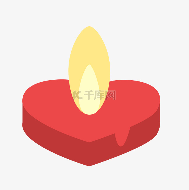 红色爱心蜡烛插画素材图片免费下载 千库网