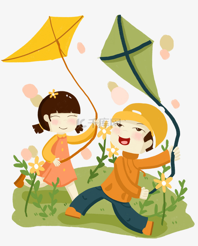 春分放风筝的小孩素材图片免费下载 千库网