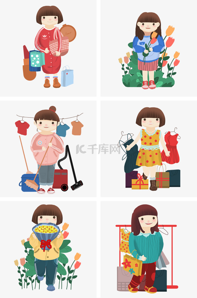 妇女节人物插画合集素材图片免费下载 千库网