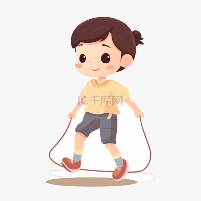 卡通手绘跳绳儿童素材图片免费下载 千库网