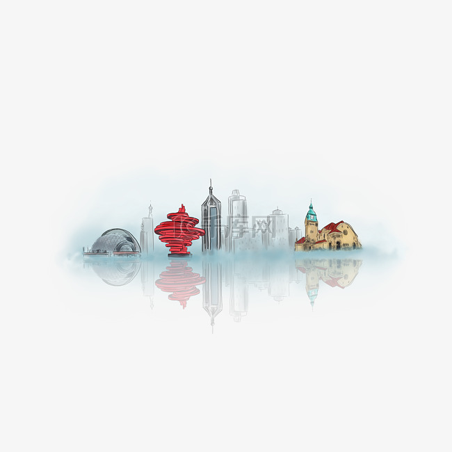 手绘青岛地标建筑素材图片免费下载 千库网