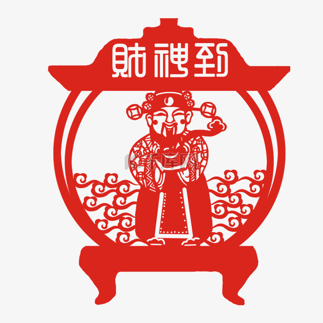 猪年插画财神爷剪纸素材图片免费下载 千库网