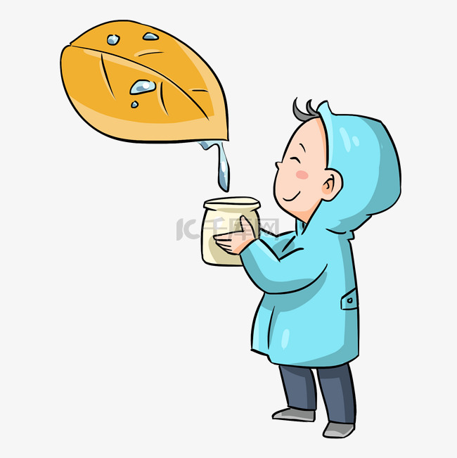 手绘接露水男孩插画素材图片免费下载 千库网