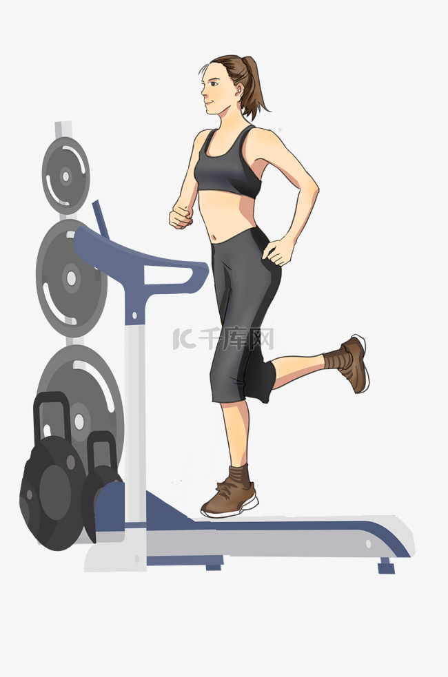 女性跑步训练插画素材图片免费下载 千库网