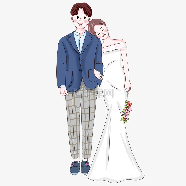 手绘婚礼人物插画素材图片免费下载 千库网