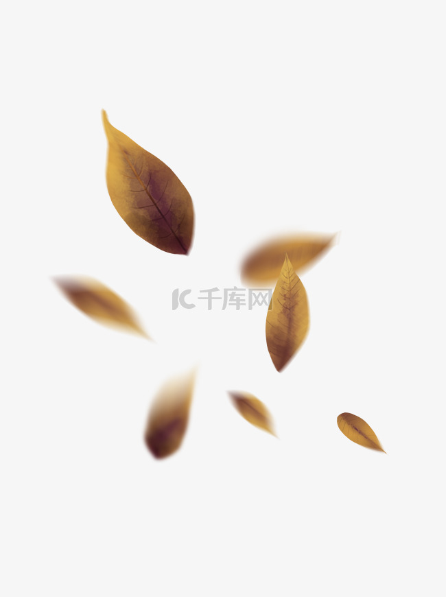 漂浮的树叶手绘棕黄色叶子秋冬的枯叶素材图片免费下载 千库网