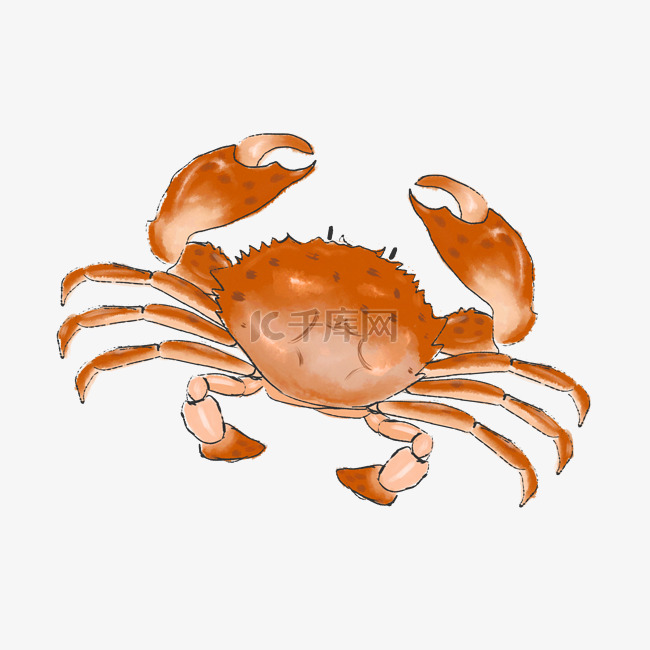 手绘海鲜螃蟹插画素材图片免费下载 千库网