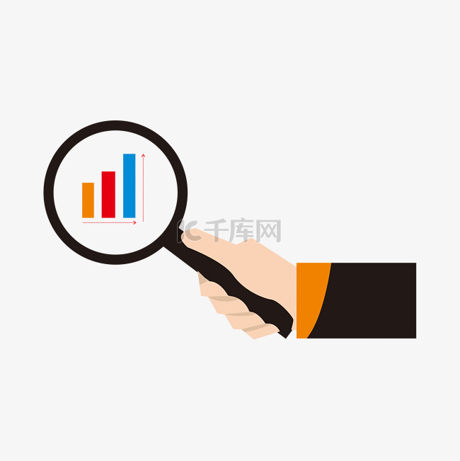 卡通手绘手拿放大镜分析报告矢量图素材图片免费下载 千库网