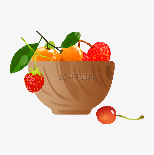 漂亮的樱桃果盘插画素材图片免费下载 千库网