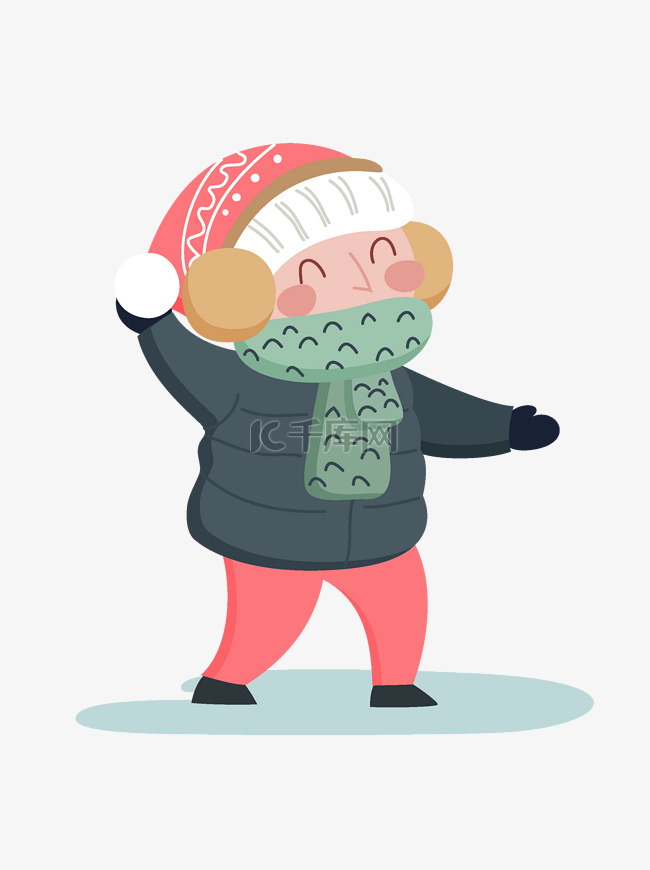 扔雪球的女孩元素素材图片免费下载 千库网