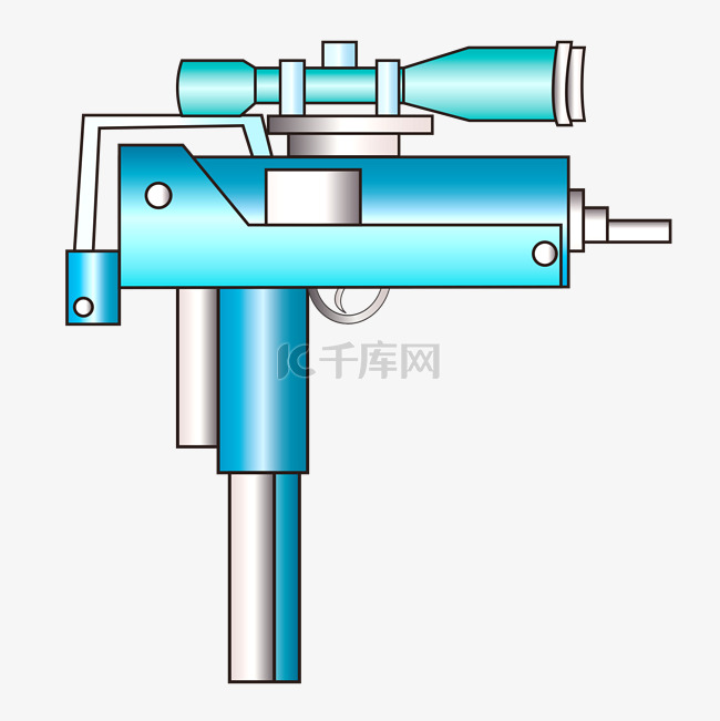 蓝色短小冲锋枪插画素材图片免费下载 千库网