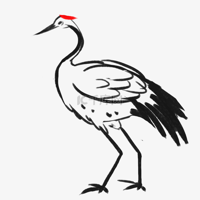 手绘卡通丹顶鹤插画素材图片免费下载 千库网