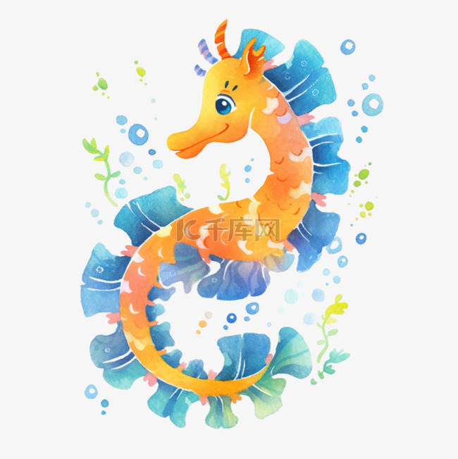 卡通海洋生物海马手绘元素素材图片免费下载 千库网