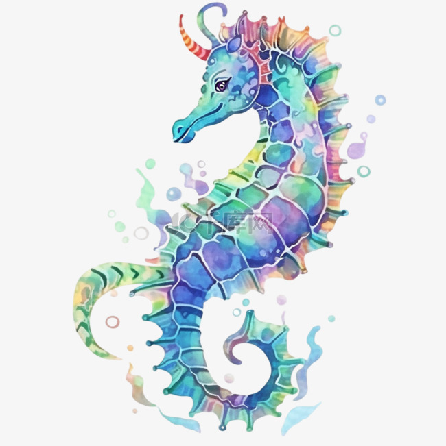 海马海洋生物卡通手绘元素素材图片免费下载 千库网