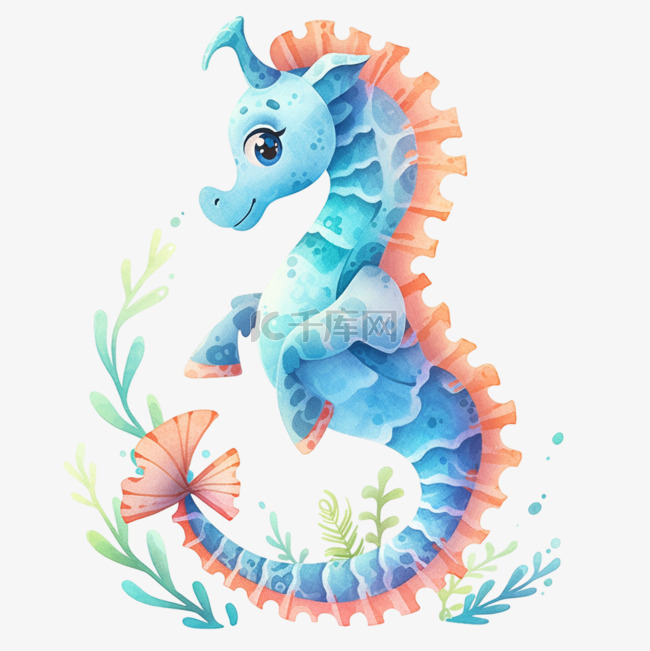 海洋生物卡通海马手绘元素素材图片免费下载 千库网