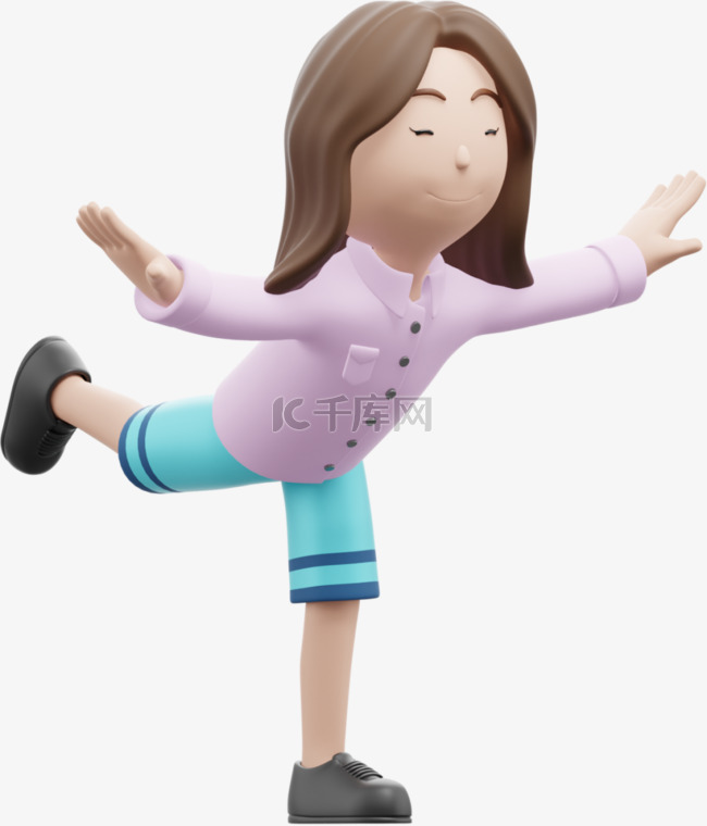 白人女性优雅平衡姿势素材图片免费下载 千库网
