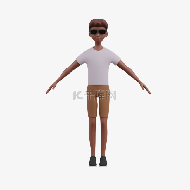 帅气直立的3D棕色男性站姿形象素材图片免费下载 千库网