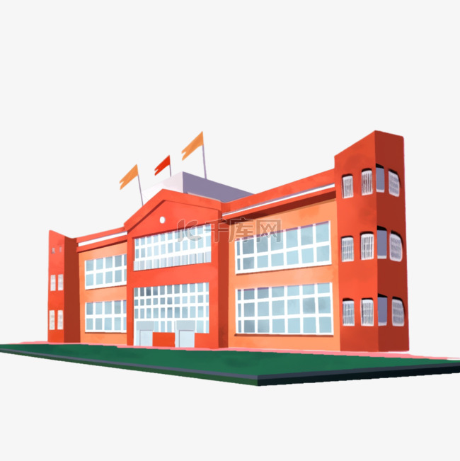 学校建筑教学楼元素手绘素材图片免费下载 千库网