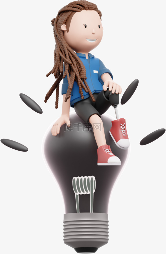 灵感女性坐在灯泡上美丽姿势启发你素材图片免费下载 千库网