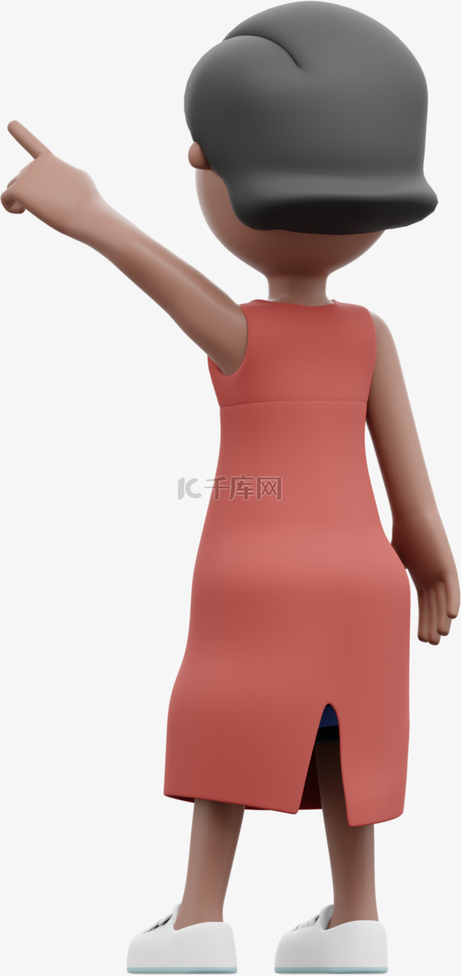 漂亮女性手指姿势的3D棕色背影形象素材图片免费下载 千库网