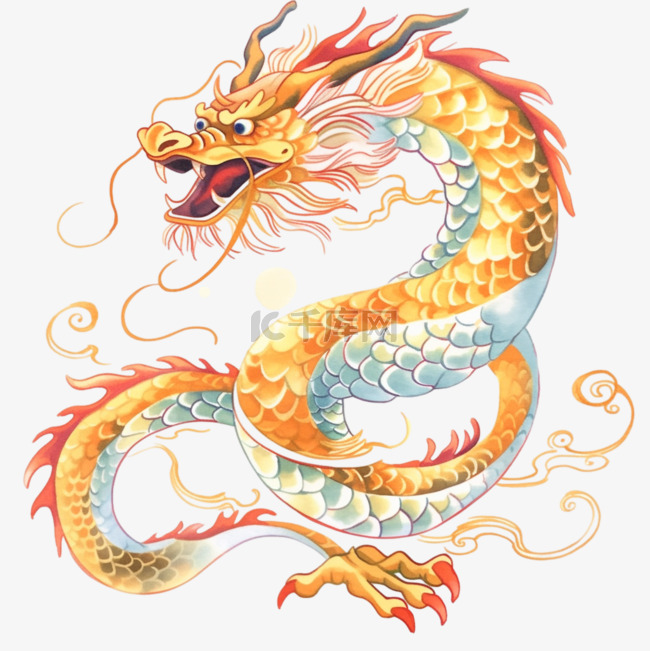 手绘卡通中国龙神龙吉祥龙43龙年素材图片免费下载 千库网