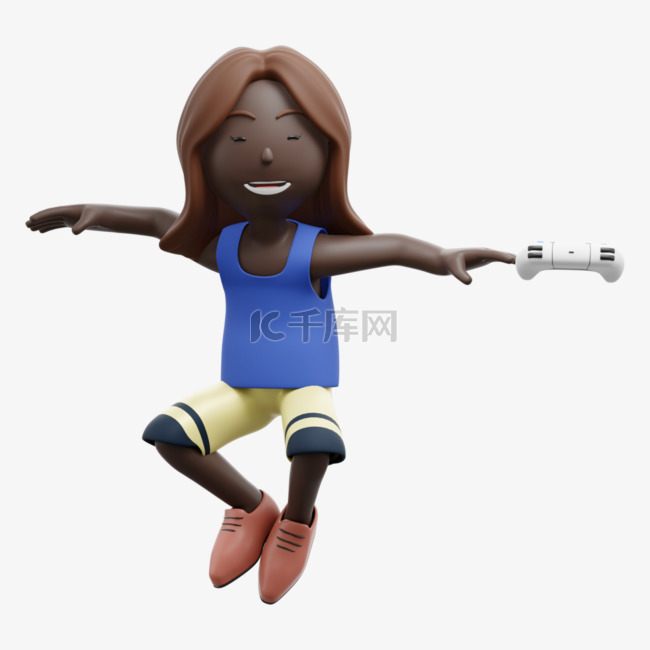 漂亮游戏手柄姿势3D女性动作形象素材图片免费下载 千库网