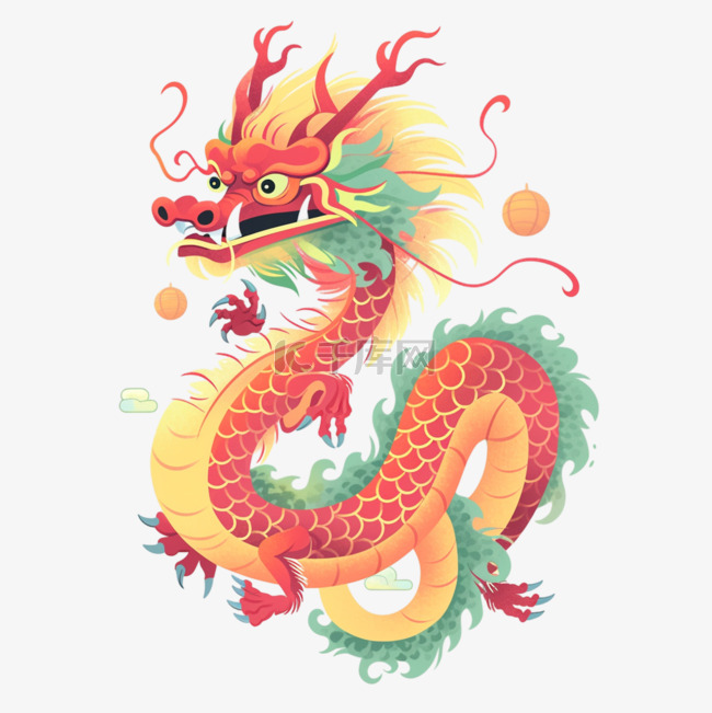 中国龙神龙吉祥龙手绘卡通30龙年素材图片免费下载 千库网