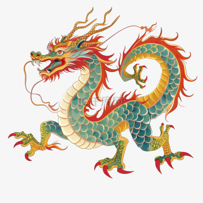 手绘卡通中国龙神龙吉祥龙32龙年素材图片免费下载 千库网
