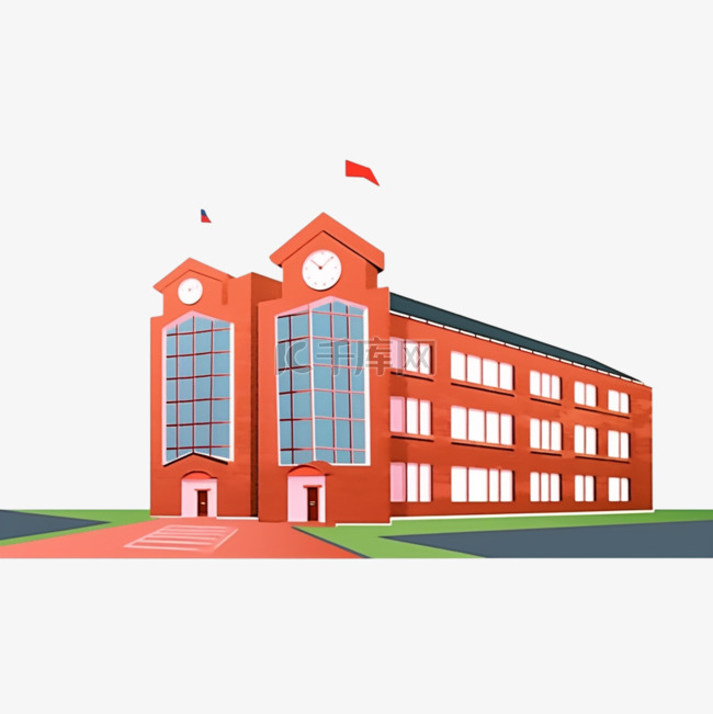 学校建筑手绘元素教学楼素材图片免费下载 千库网