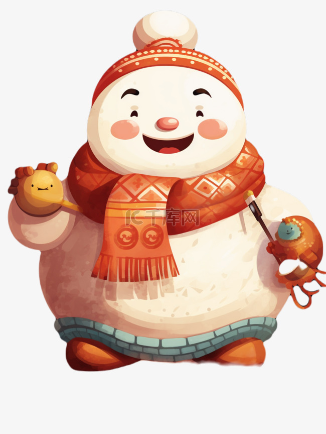 新春新年春节雪人红色帽子红色围巾喜庆素材图片免费下载 千库网