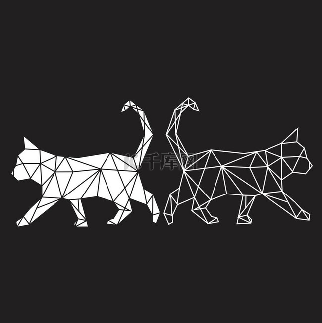 矢量抽象多边形几何抽象猫素材图片免费下载 千库网