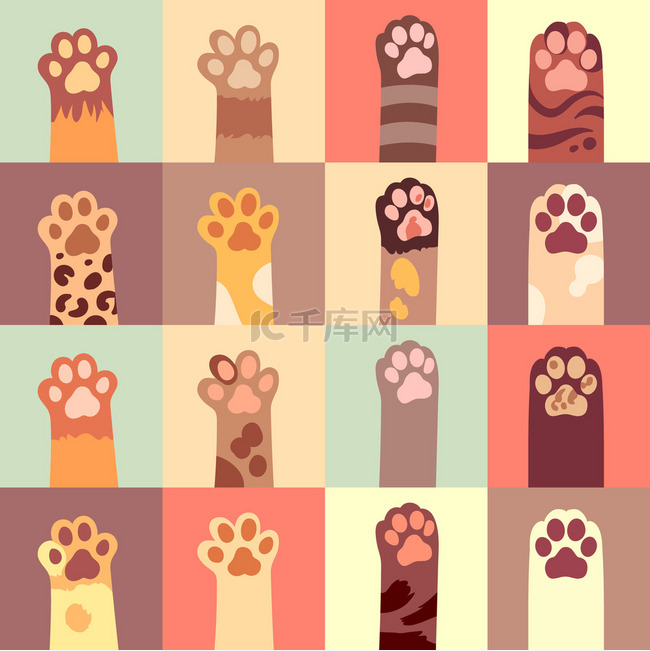 猫的爪子矢量平面图标集素材图片免费下载 千库网