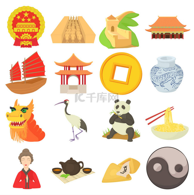 中国旅游体育图标集卡通风格素材图片免费下载 千库网