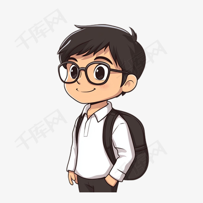 新学期开学季线描戴着眼镜的学生元素素材图片免费下载 千库网