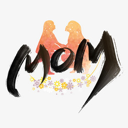 母亲节英文标题MOM艺术字设计图片 千库网