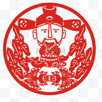 新年财神到剪纸设计素材 新年财神到剪纸模板设计 海报图片下载 千库网