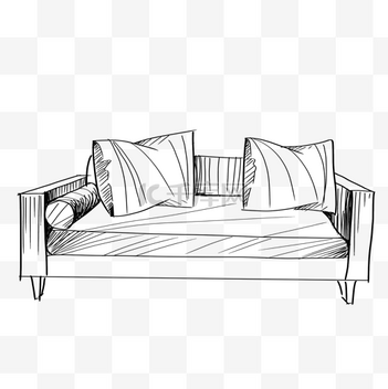 线描抱枕设计素材 线描抱枕模板设计 海报图片下载 千库网