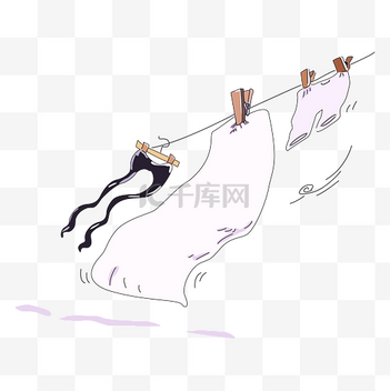 晾晒床单手绘设计素材 晾晒床单手绘模板设计 海报AI图片下载 千库网
