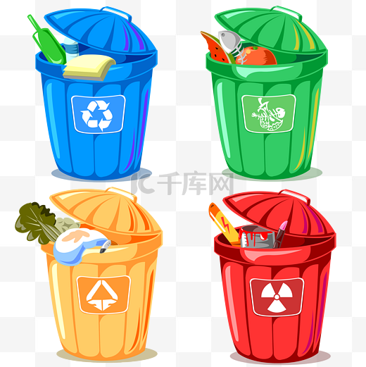 垃圾分类卡通图标图片 垃圾分类卡通图标图片素材免费下载 千库网
