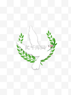 和平橄榄枝和平鸽手绘小清新国外色素材图片免费下载 千库网