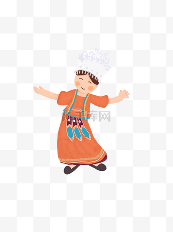 苗族姑娘卡通设计素材 苗族姑娘卡通模板设计 海报图片下载 千库网