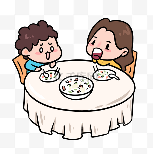 卡通一起吃饭图片 卡通一起吃饭图片素材免费下载 千库网