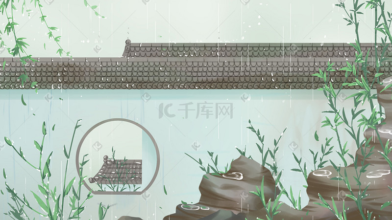 四合院顶视图插画 四合院顶视图配图 千库网