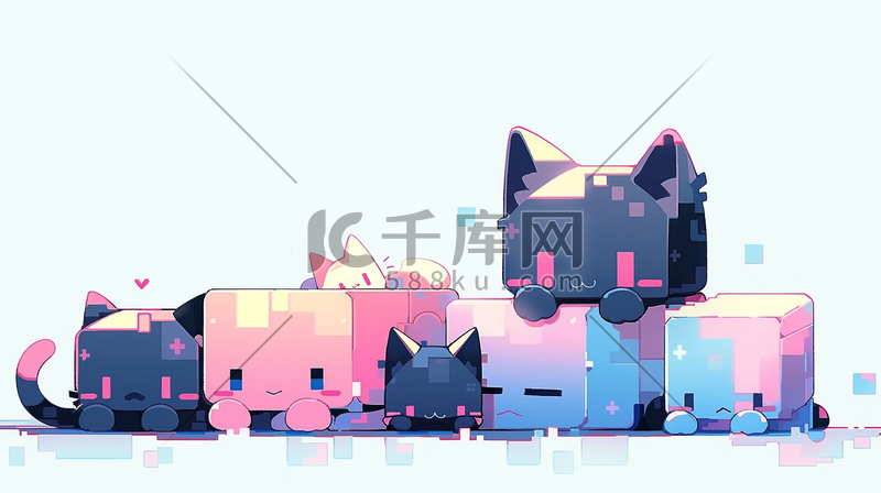 蒸汽波像素插画 蒸汽波像素配图 千库网