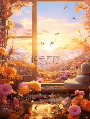 阳光明媚的早晨插画素材下载 阳光明媚的早晨插画免费图片素材库 千库网